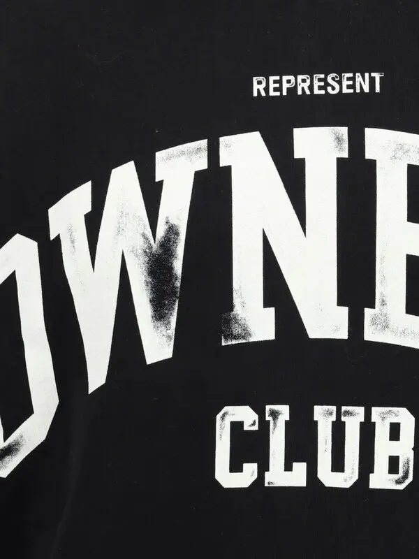 REPRESENT Cotton Hoodie With Kangaroo Pocket And Logo Print - Black