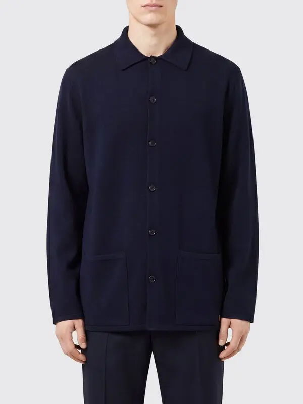 Valentino Garavani Merino Wool Cardigan With Patch Pocket - Navy