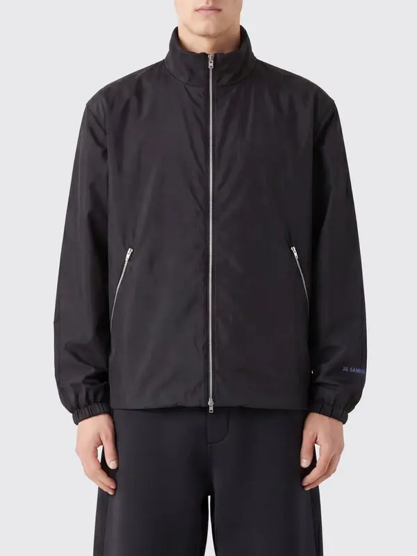 JIL SANDER Technical Fabric Bomber Jacket With High Neck And Logo - Black
