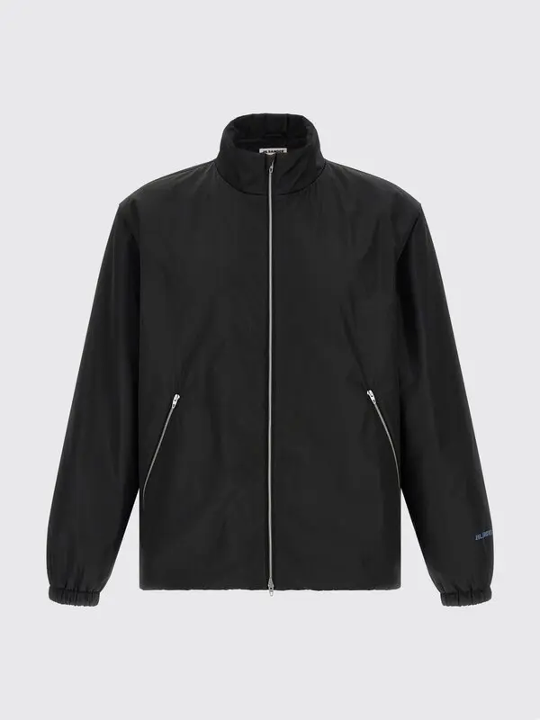 JIL SANDER Technical Fabric Bomber Jacket With High Neck And Logo - Black