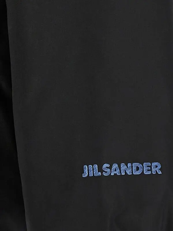JIL SANDER Technical Fabric Bomber Jacket With High Neck And Logo - Black