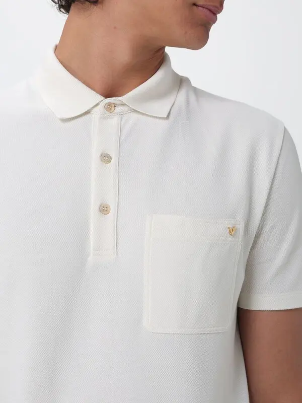 Valentino Garavani Cotton Polo Shirt With Vlogo Signature And Patch Pocket - Ivory