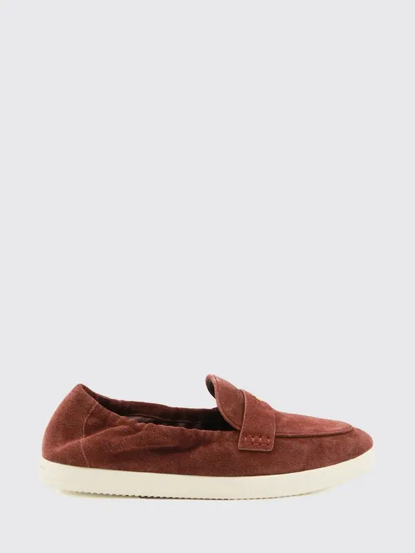 Tory Burch Suede Loafers With Metallic Double T Logo - Cherry