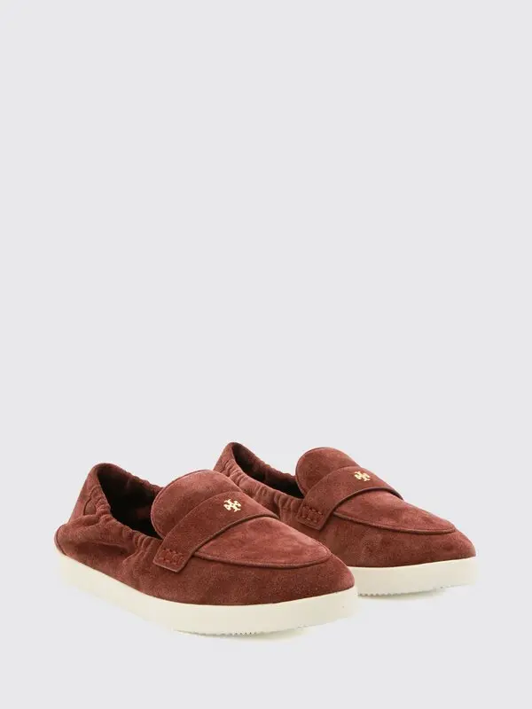 Tory Burch Suede Loafers With Metallic Double T Logo