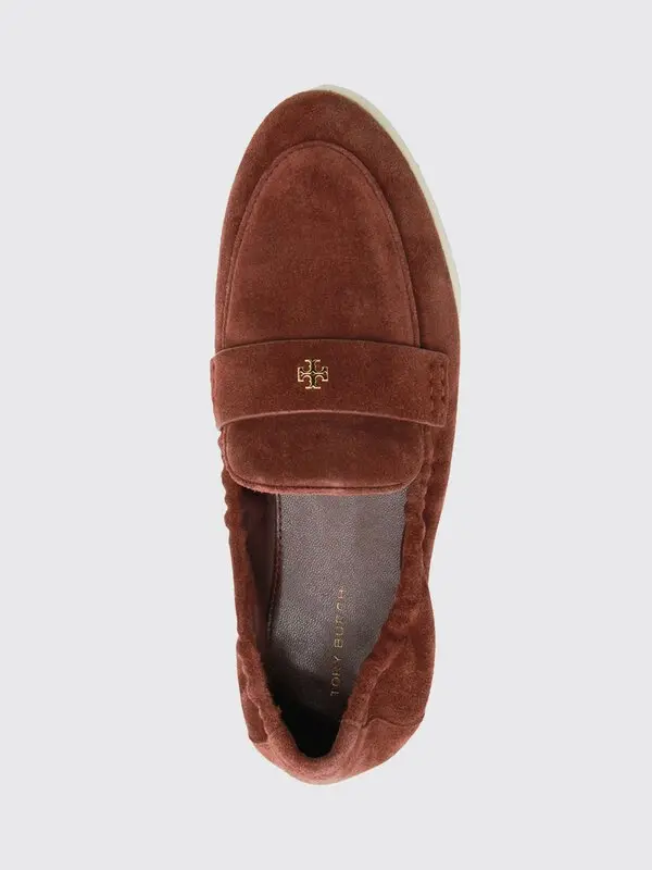 Tory Burch Suede Loafers With Metallic Double T Logo