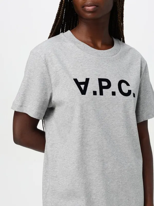 A.p.c. Slim Fit Cotton T-shirt With Contrasting Logo - Grey