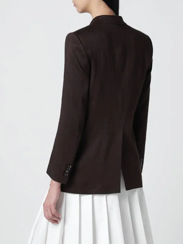Tagliatore Double-breasted Linen-blend Blazer With Peak Lapels