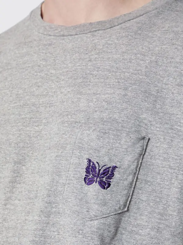 Needles Relaxed Fit Cotton T-shirt With Embroidered Butterfly On The Chest