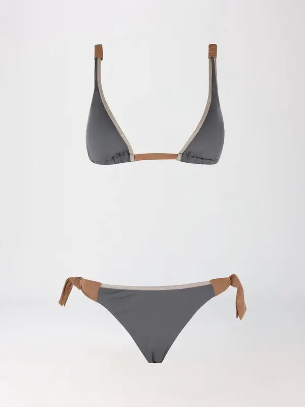 IV.AM Lory Triangle Bikini With Abstract Print - Grey