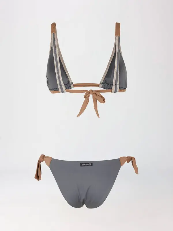 IV.AM Lory Triangle Bikini With Abstract Print - Grey