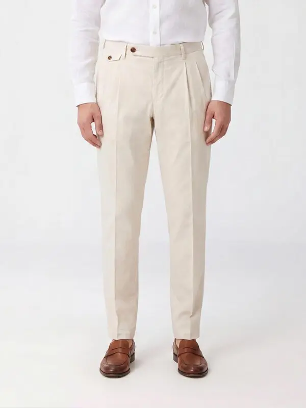 BRIGLIA 1949 Slim Fit Chinos In A Cotton And Linen Blend - Nude