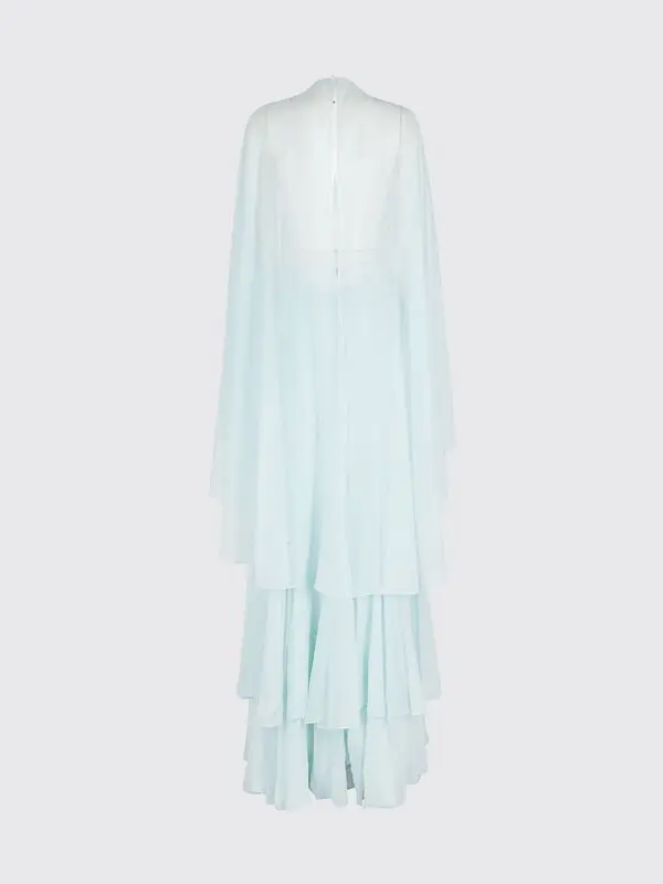 Retrofete V-neck Chiffon Midi Evening Dress Retrorfete With Ruffle Details