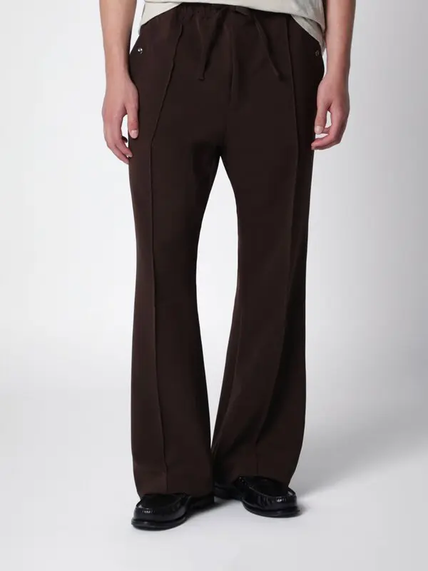 Needles Flared Stretch Technical Fabric Trousers With Elasticated Waist - Brown