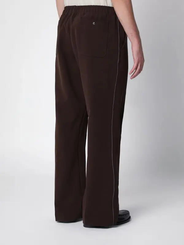Needles Flared Stretch Technical Fabric Trousers With Elasticated Waist - Brown