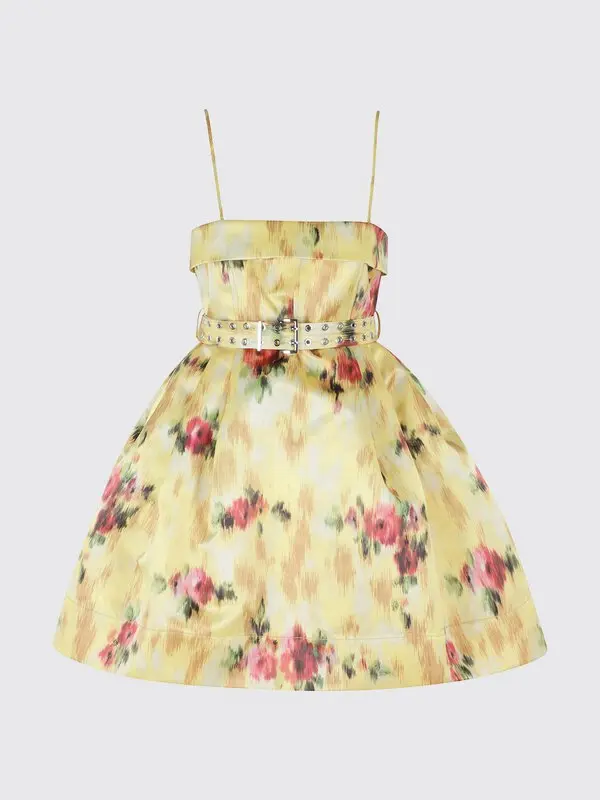 GANNI Floral-print A-line Mini Dress In Recycled Crêpe