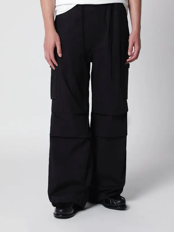Needles Wide-leg Cotton-blend Cargo Trousers - Black