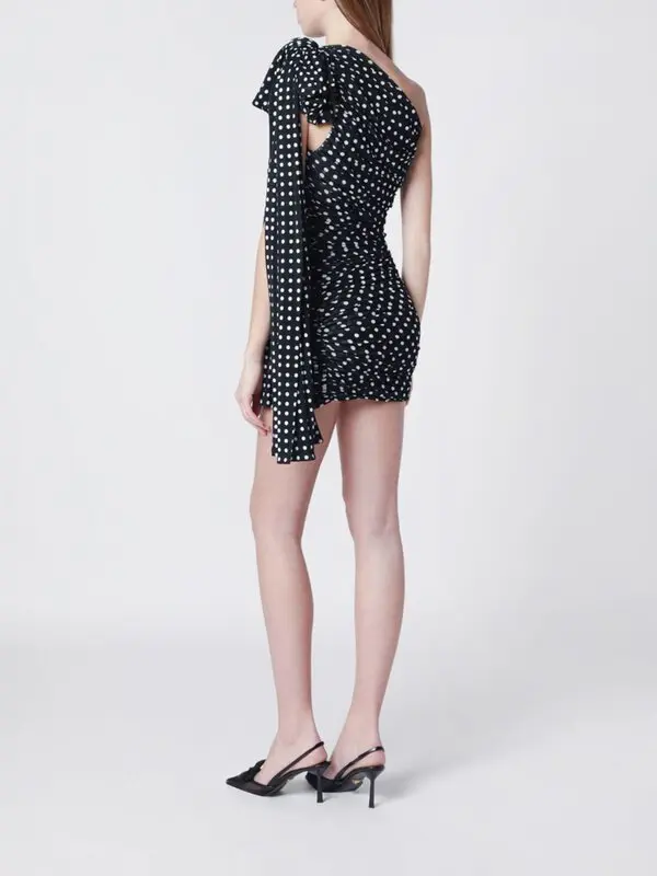 PATOU Polka Dot One-shoulder Mini Dress - Blue