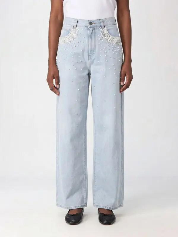 Giuseppe Di Morabito High-waisted Wide-leg Jeans In Denim With Beads - Blue
