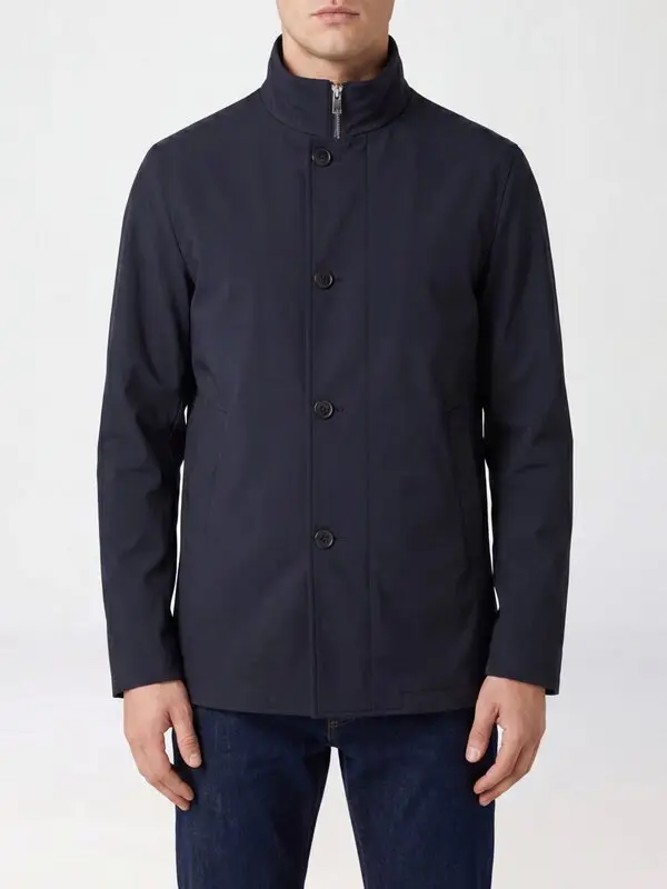 DUNO Solus Zevio High Neck Zip-up Cotton Jacket - Navy