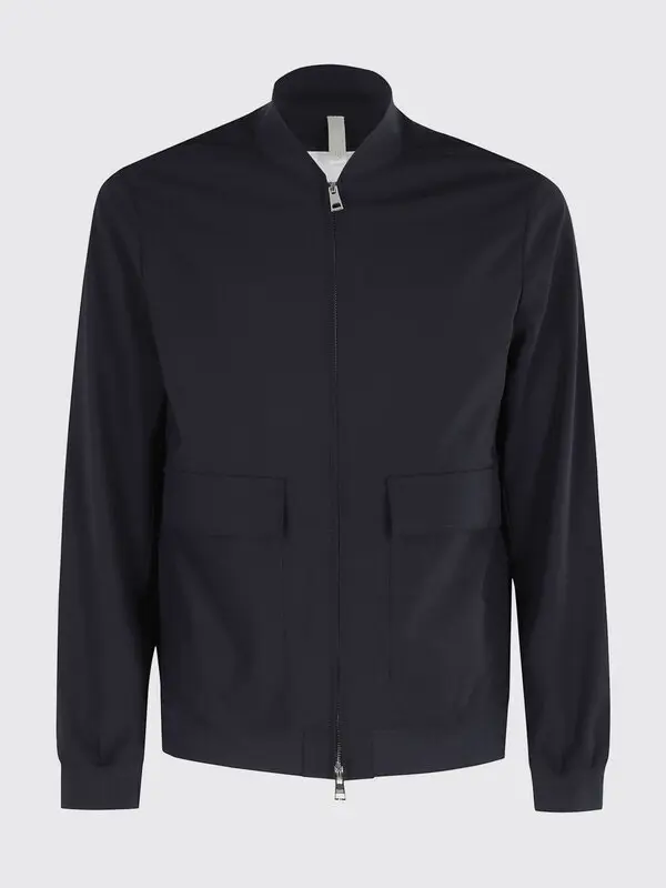 DUNO Wool-blend Bomber Jacket With Bomber Collar And Patch Pockets - Navy