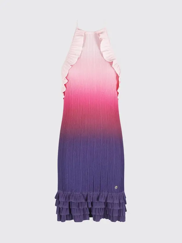 Casablanca Ribbed Jersey Mini Sheath Dress With Halter Neck And Ruffles