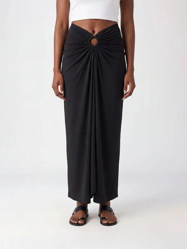 IV.AM Gathered Ring Detail Maxi Skirt - Black