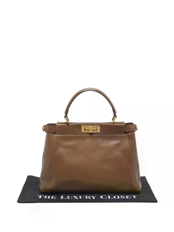 Fendi Peekaboo Leather Tote Bag - Brown