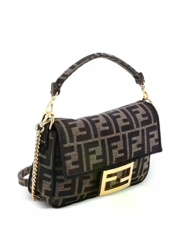 Fendi Zucca Canvas Mini Baguette Crossbody Bag - Brown
