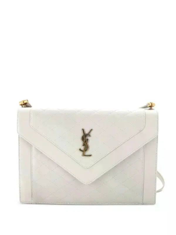 Saint Laurent Gaby Envelope Satchel Quilted Leather Crossbody Bag - Neutrals