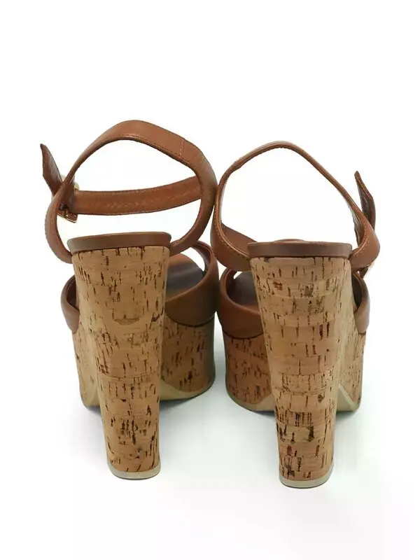 Fendi Cork Wedge Sandals - Brown