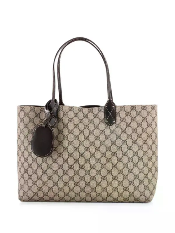 Gucci Reversible Gg Coated Canvas With Leather Medium Tote Bag