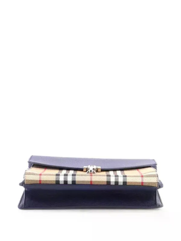Burberry Macken Small Crossbody Bag In Leather And Vintage Check Canvas