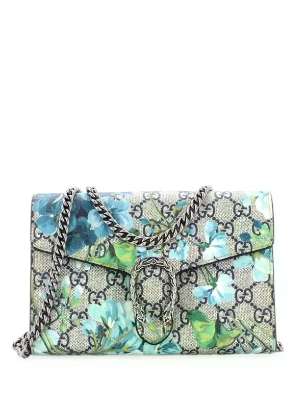Gucci Dionysus Chain Wallet Blooms Print Gg Coated Canvas Small Crossbody Bag - Brown