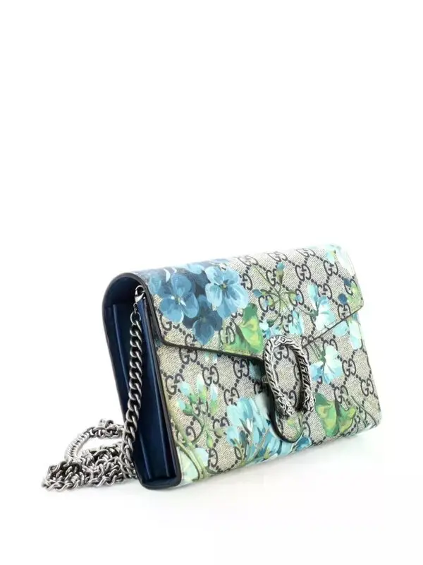 Gucci Dionysus Chain Wallet Blooms Print Gg Coated Canvas Small Crossbody Bag - Brown