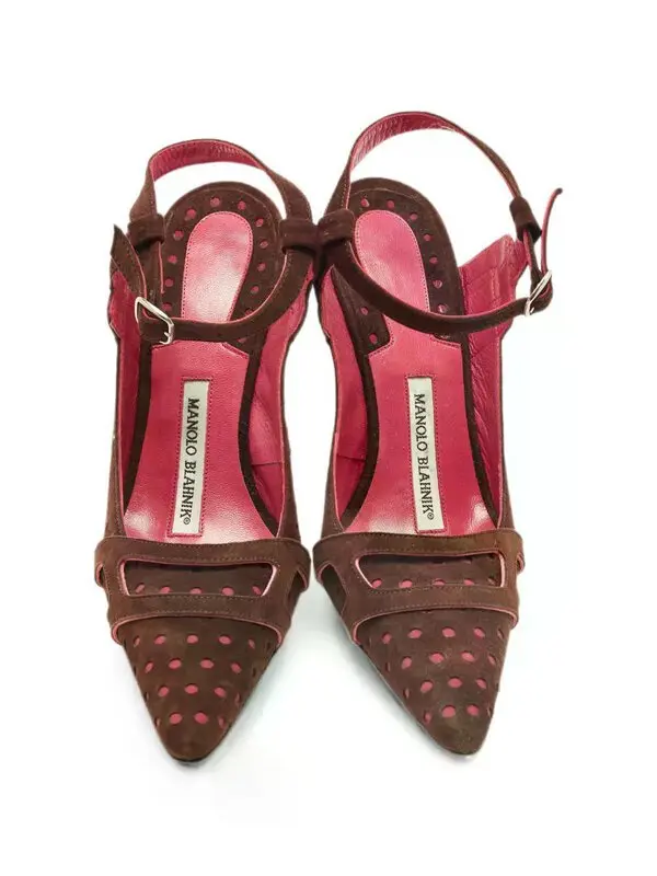 Manolo Blahnik Perforated Ankle-strap Heeled Pumps