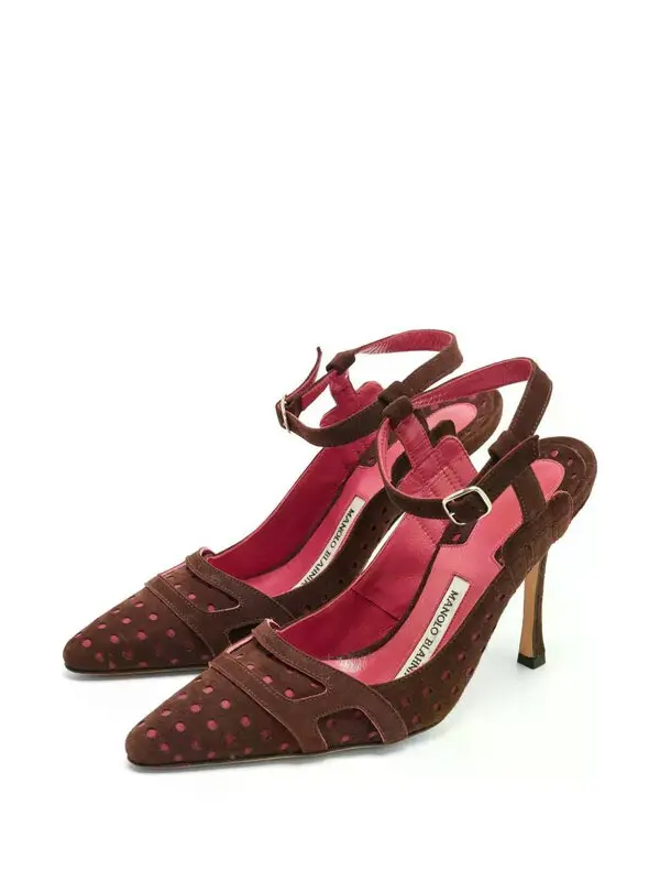 Manolo Blahnik Perforated Ankle-strap Heeled Pumps
