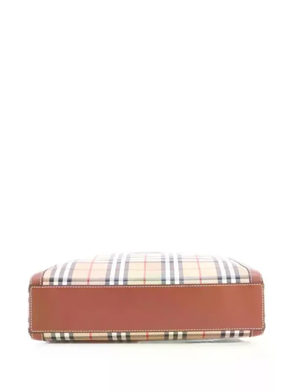 Burberry Convertible Vintage Check Coated Canvas Medium Tote Bag - Brown