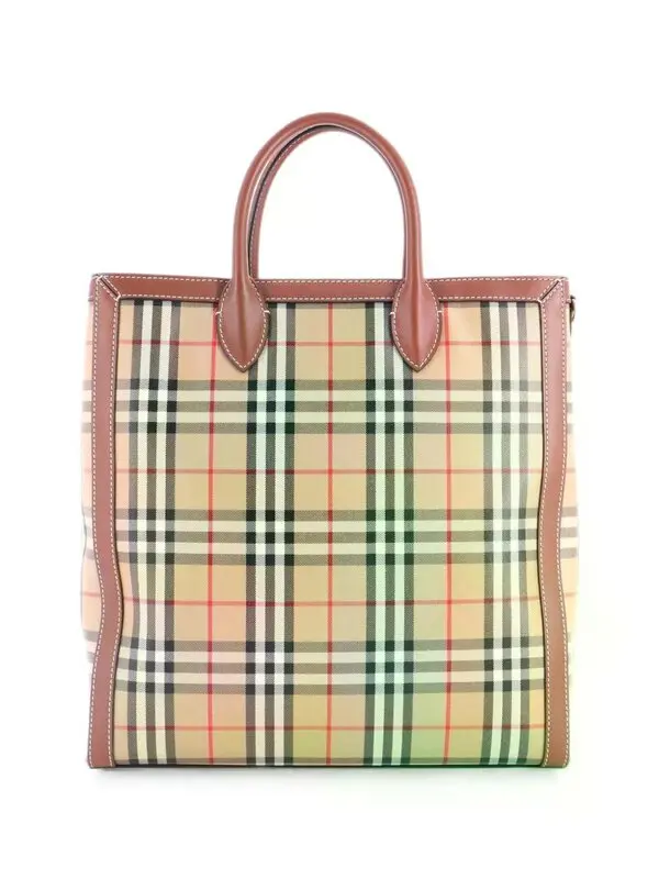 Burberry Convertible Vintage Check Coated Canvas Medium Tote Bag