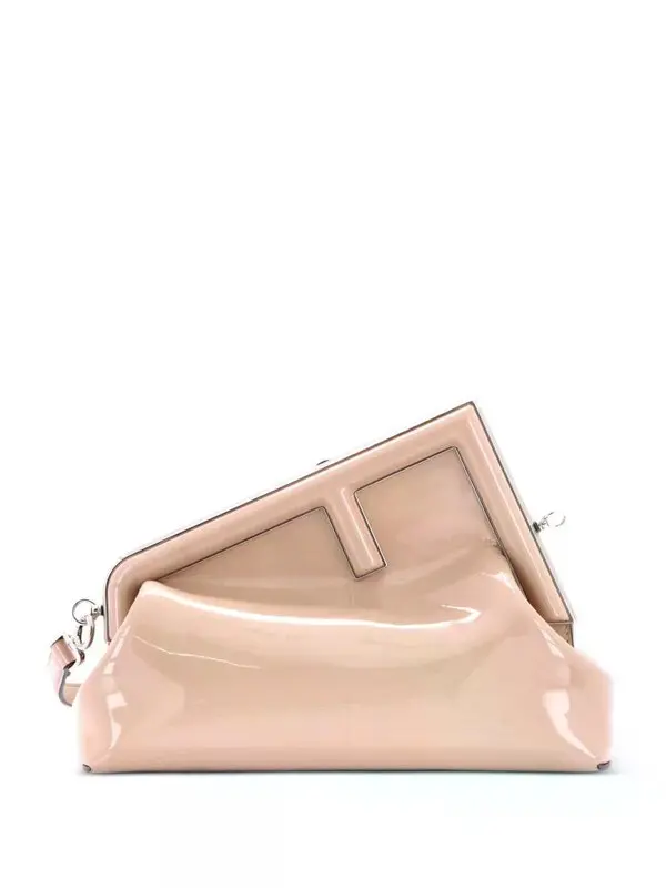 Fendi Patent Midi Shoulder Bag - Brown