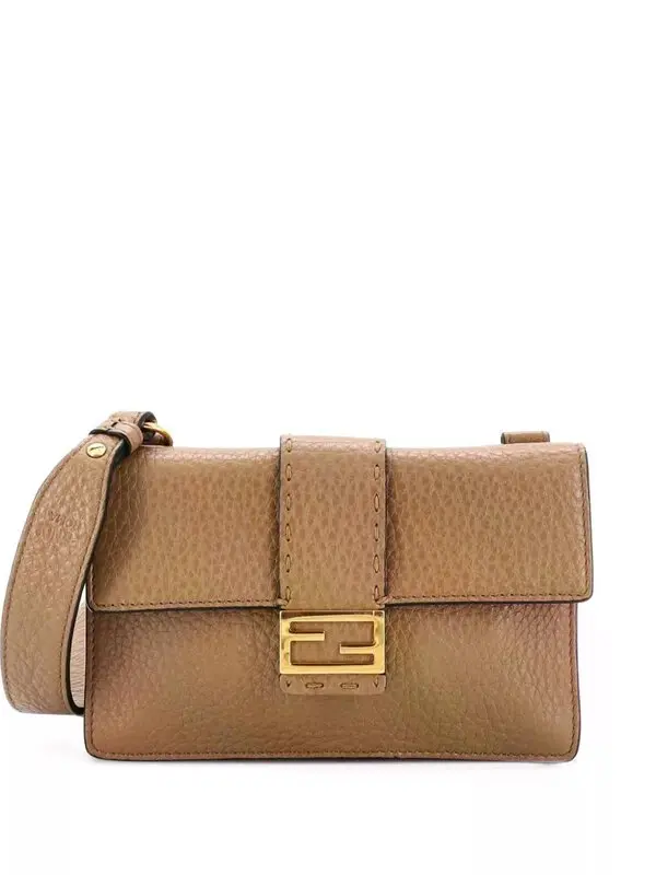 Fendi Baguette Leather Crossbody Bag - Brown