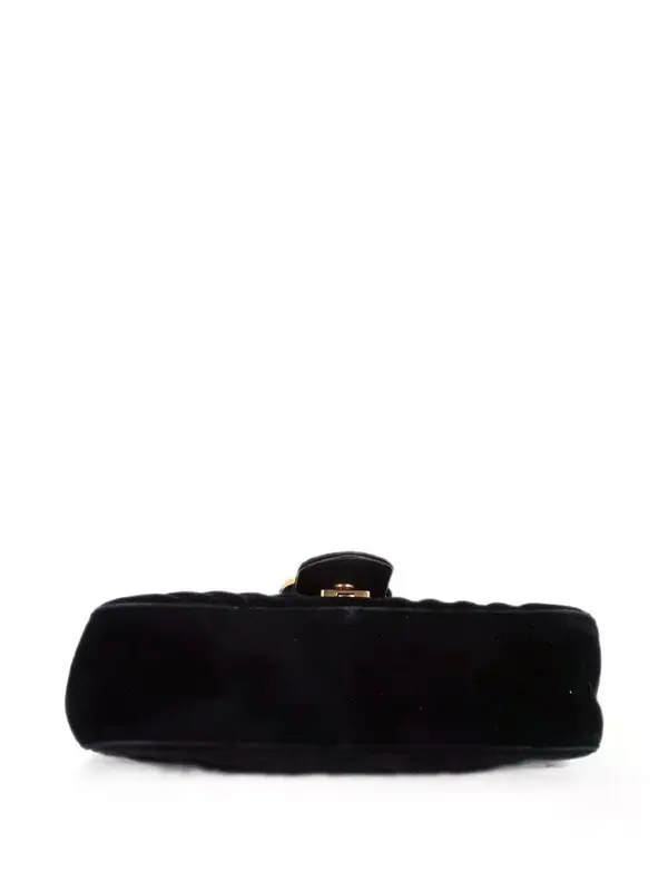 Gucci Gg Marmont Matelassé Velvet Small Shoulder Bag - Black