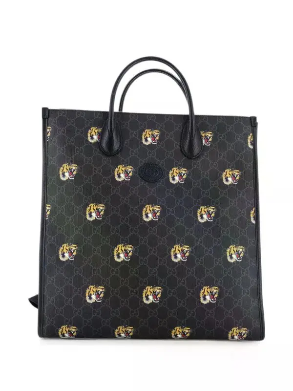 Gucci Interlocking G Patch Web Strap Convertible Tall Tote Bag
