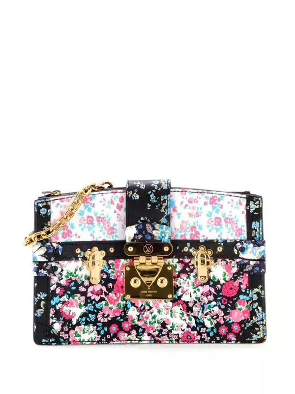 LOUIS VUITTON Trunk Floral Printed Leather Clutch Bag - Black