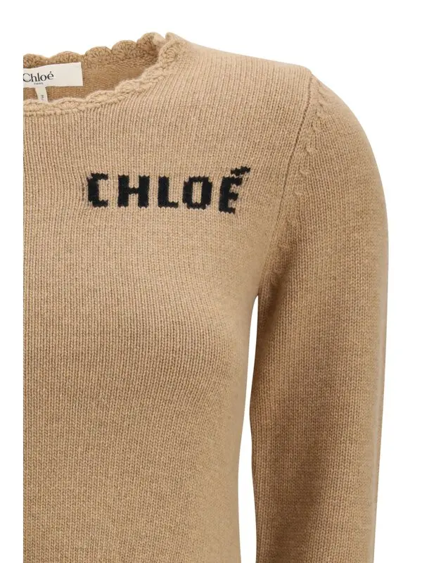 Chloé Logo Intarsia Wool-cashmere Blend Sweater
