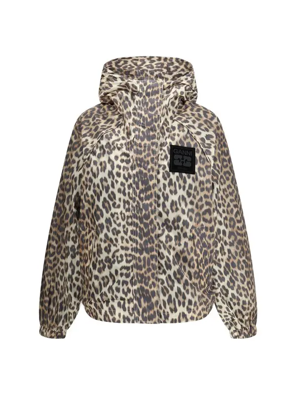 GANNI Leopard Print Raincoat Jacket - Multicolor