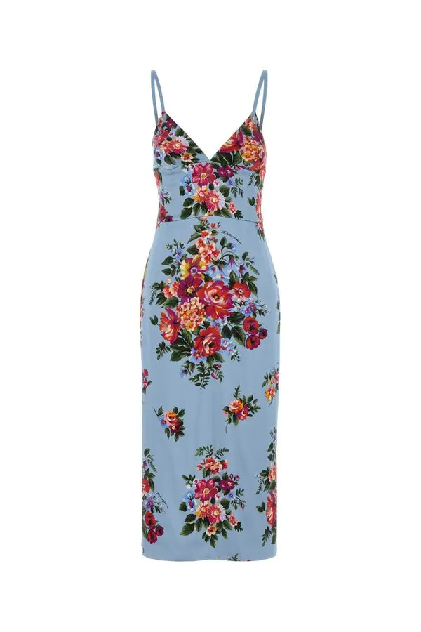 Dolce & Gabbana Printed Stretch Satin Dress - Multicolor