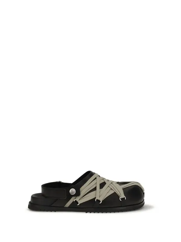 Rick Owens Megalace Leather Mules - Black