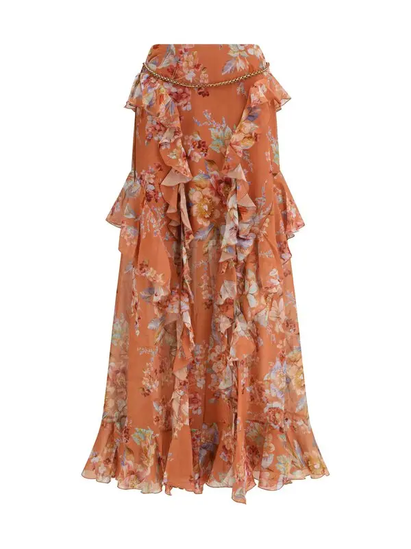 Zimmermann Long Ruffle Skirt
