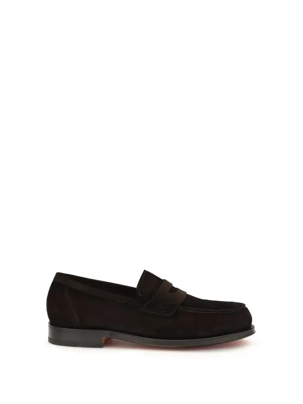 Santoni Suede Apron Loafers - Brown