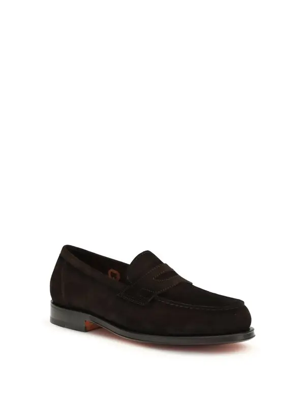 Santoni Suede Apron Loafers - Brown